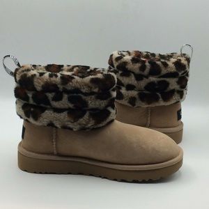 UGG | Shoes | Ugg Mini Fluff Quilted Leopard Animal Print Boots | Poshmark